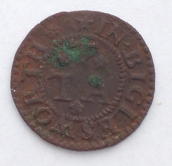 17th Century Farthing Token, Biggleswade, Bedfordshire